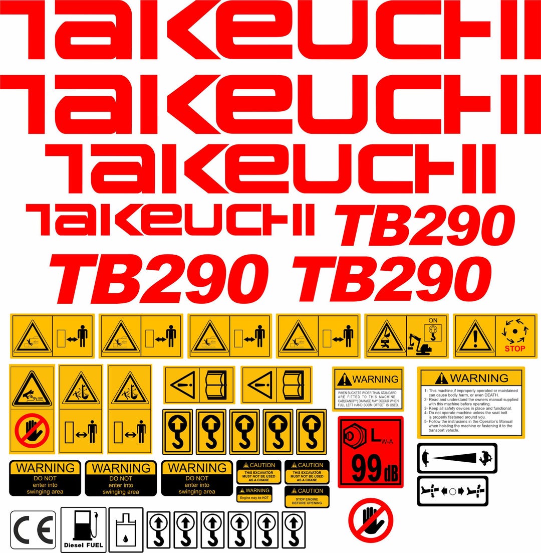 Stickers Decals Set TAKEUCHI TB290 - Etsy