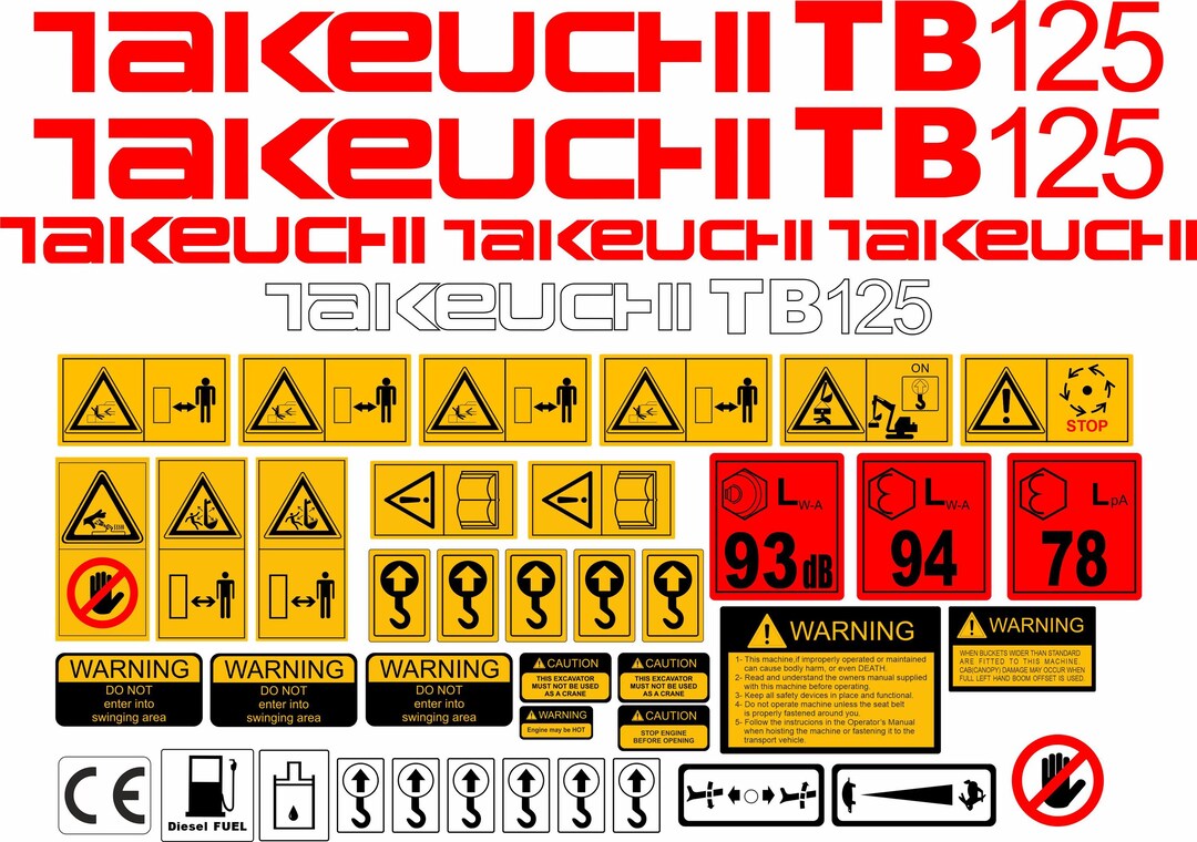 Stickers Decals Set TAKEUCHI TB125 - Etsy