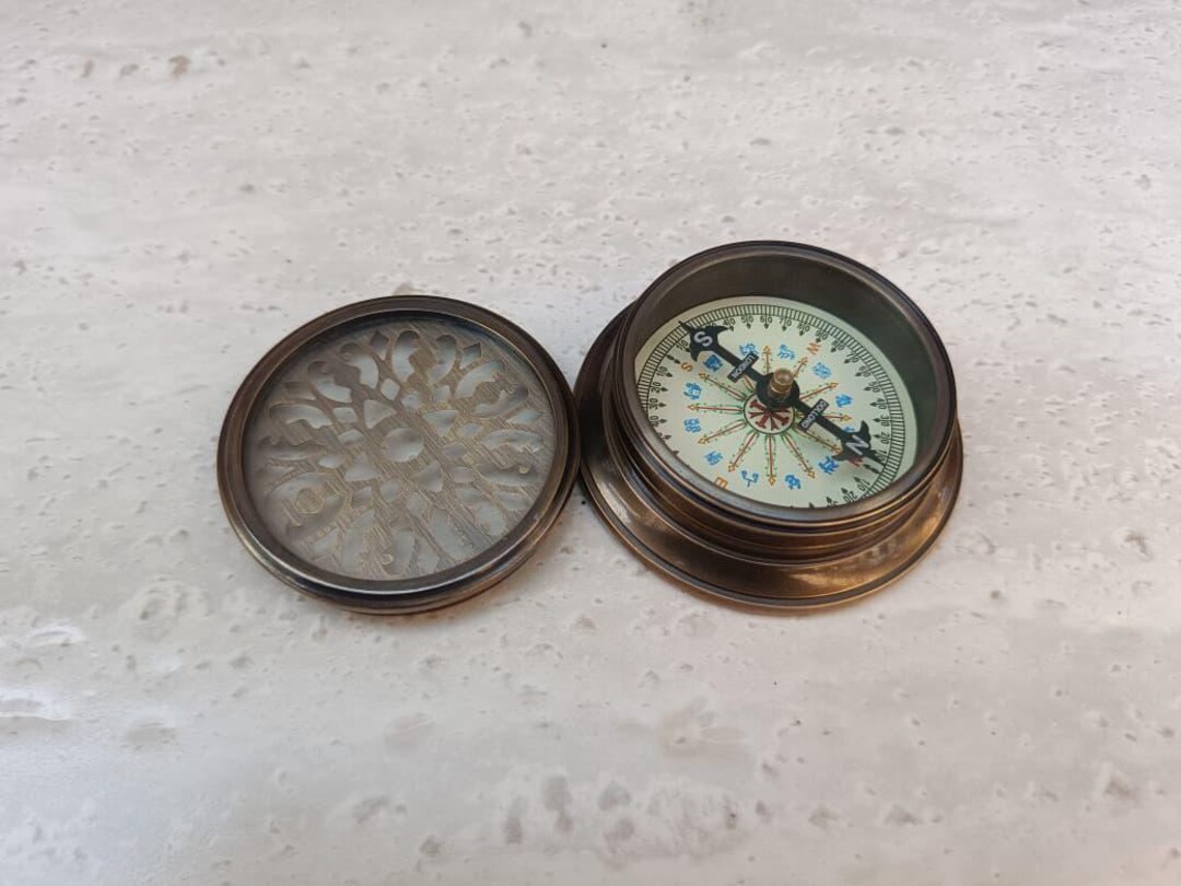 Vintage Antique Brass Designer Compass, Navgation Instrument, Paper ...