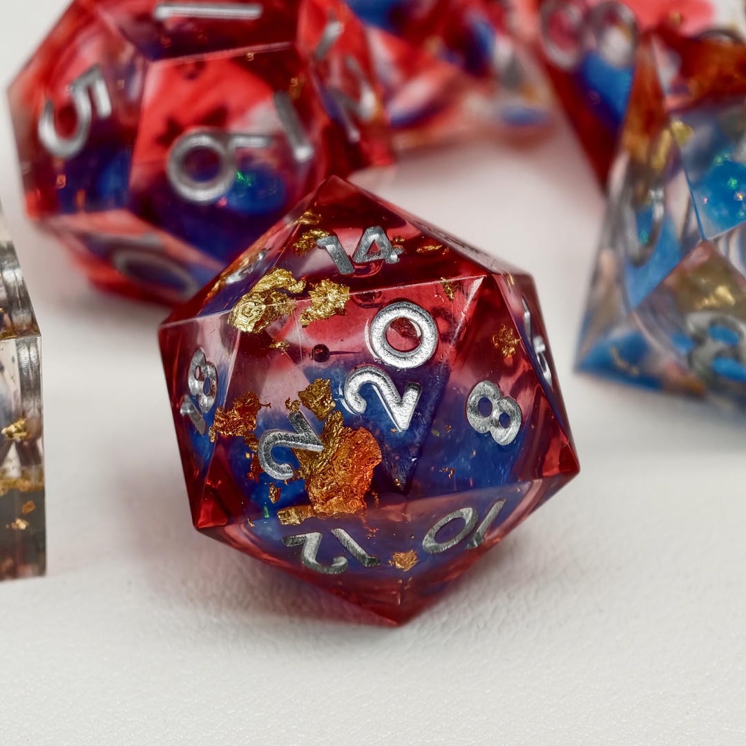 Red Blue Liquid Core Dice Set for Dungeons and Dragons, Liquid Core D ...