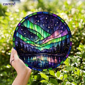 Stained Glass Aurora Borealis Suncatcher, Northern Lights Window ...