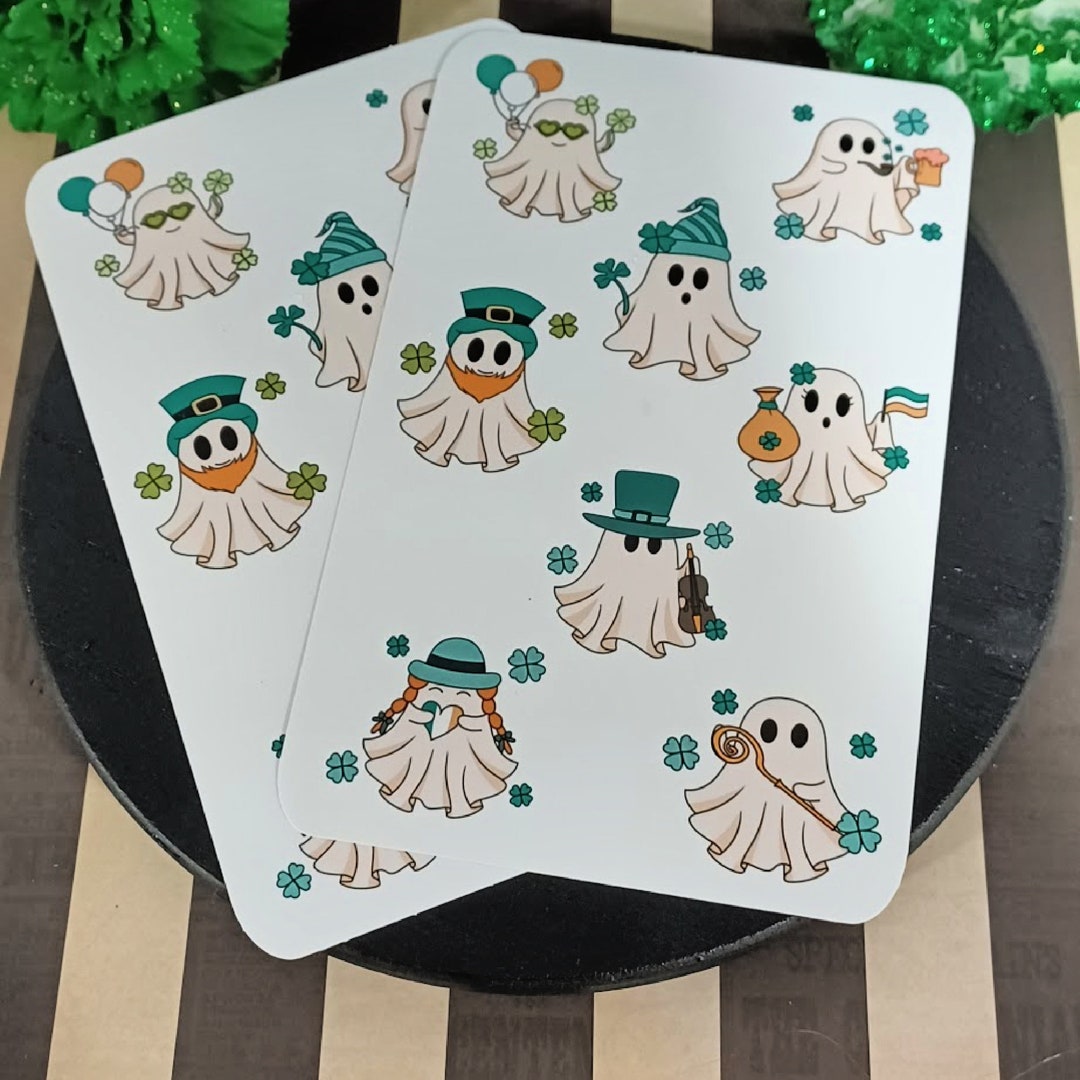 St. Patrick's Day Ghost Sticker Sheet | Spooky Shamrock Vinyl Decals - Etsy