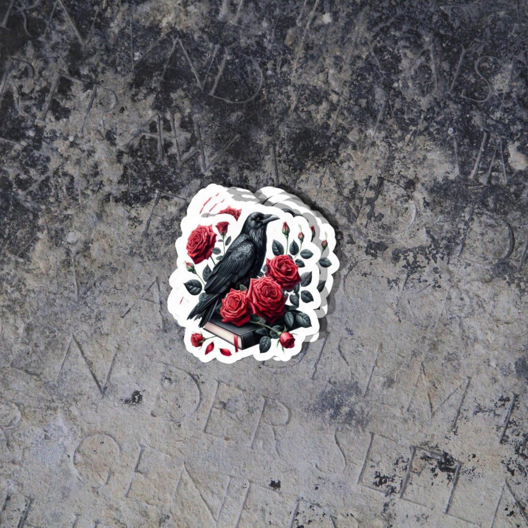 Gothic Raven & Roses Sticker – Waterproof Dark Academia Decal - Etsy