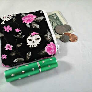 Girly Skull Coin Purse - Skull and Floral Coin Purse - Gothic Change ...
