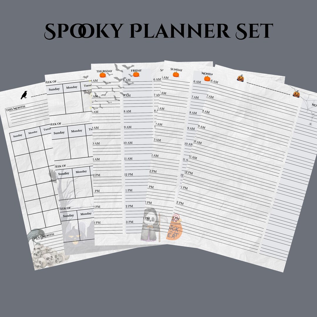 Spooky Halloween Planner Printable | Gothic Undated Monthly, Weekly ...