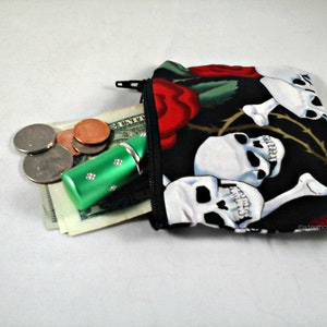 Skull and Roses Coin Purse Gothic Change Purse Skull Pouch Gothic ...