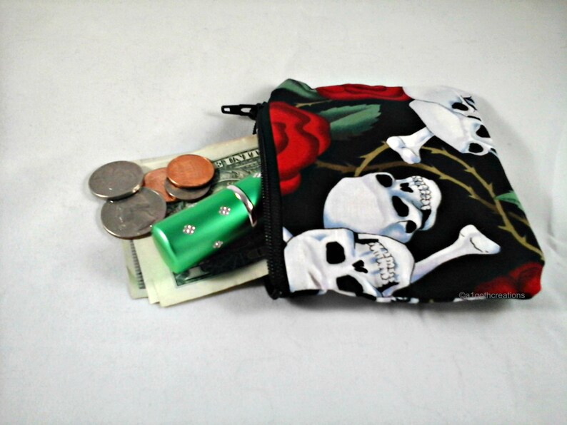 Skull and Roses Coin Purse Gothic Change Purse Skull Pouch - Etsy