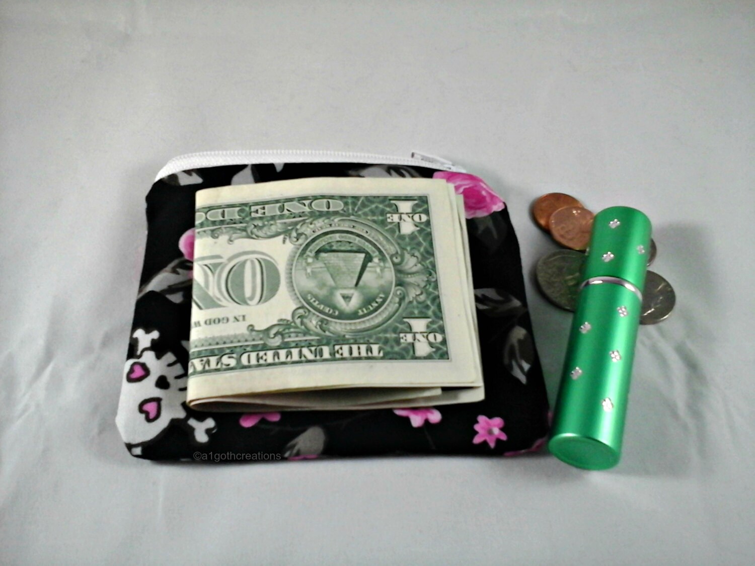 Girly Skull Coin Purse Skull and Floral Coin Purse Gothic - Etsy