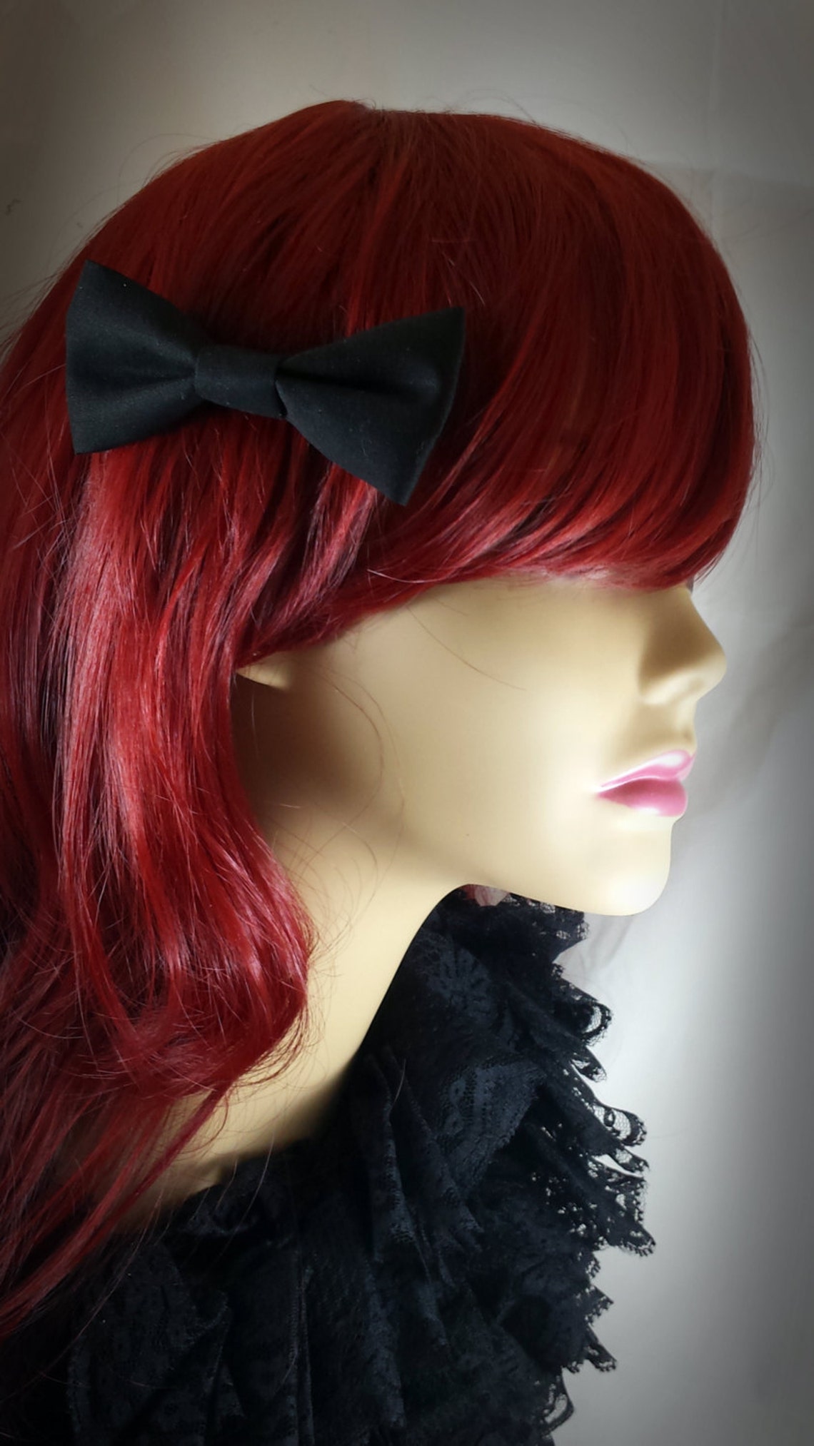 Gothic Hair Bows Black Hair Bows fabric Hair Bows Bow Ties Black Bow ...