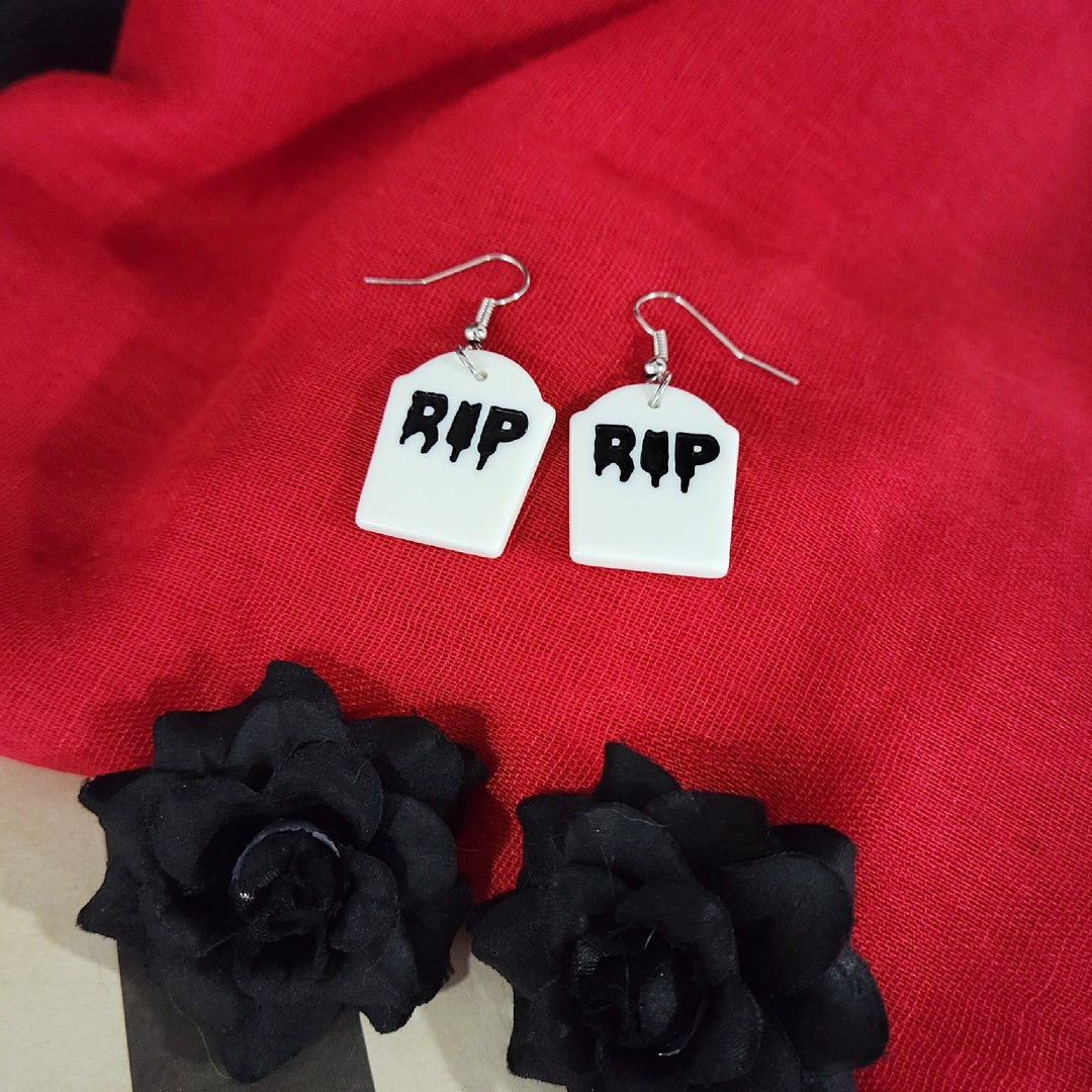 RIP Charm Earrings Gothic Cemetery Jewelry Creepy Chic Accessories - Etsy