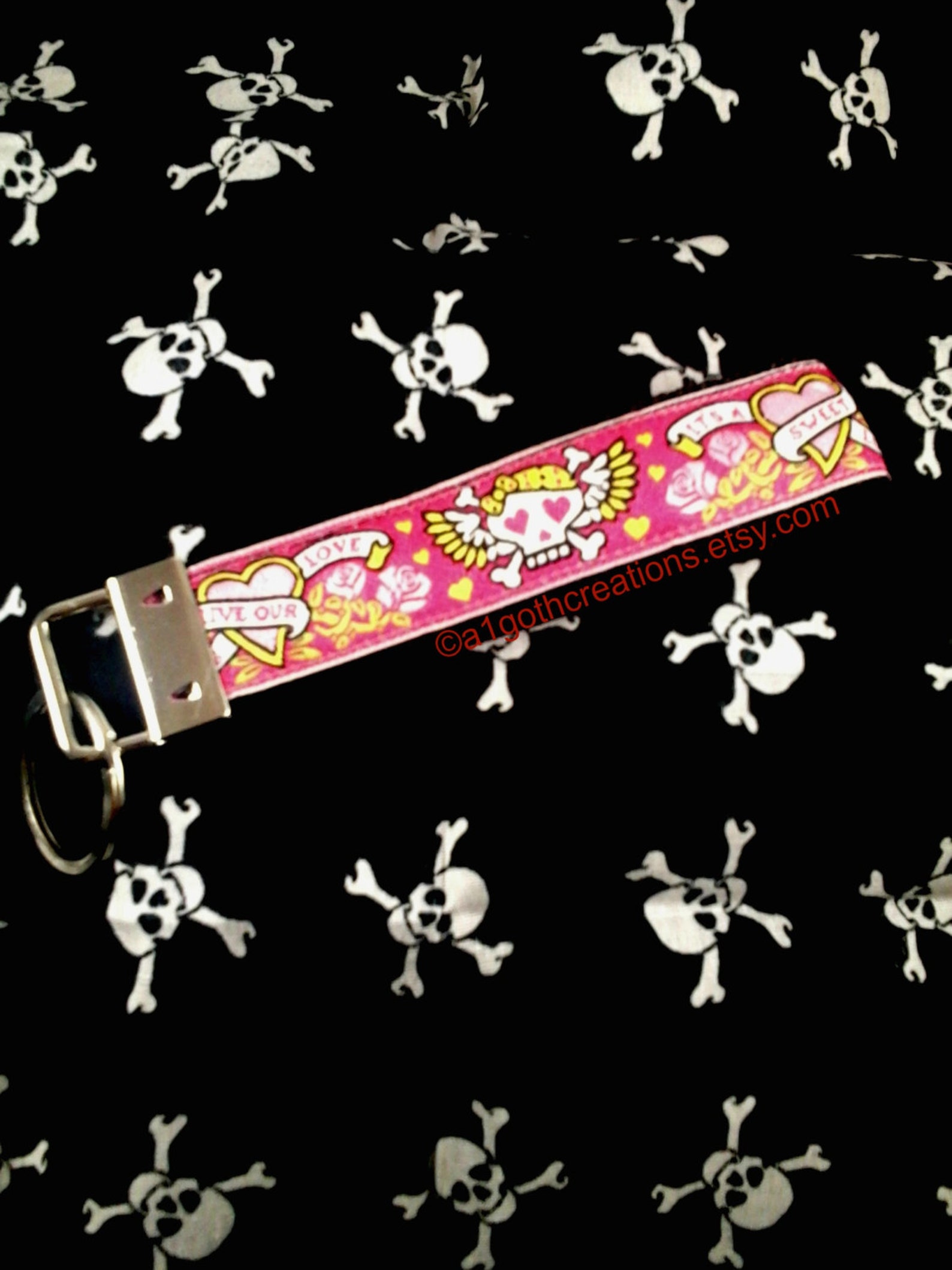 Pink Tattoo Skull Key Fob Gothic Girl Skull Key Fob Girls - Etsy