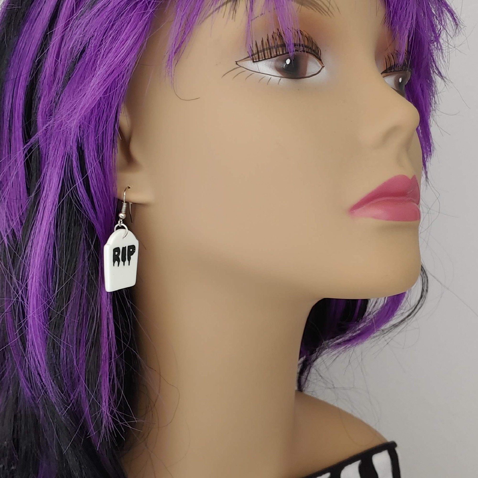 RIP Charm Earrings Gothic Cemetery Jewelry Creepy Chic Accessories - Etsy