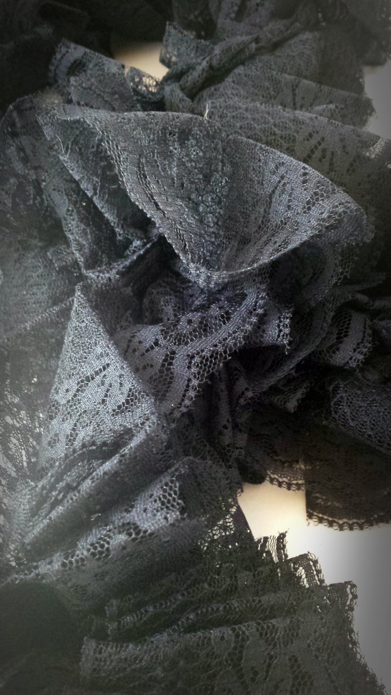 Sassy Black Lace Scarf Ruffle Lace Scarf Black Lace Scarf - Etsy