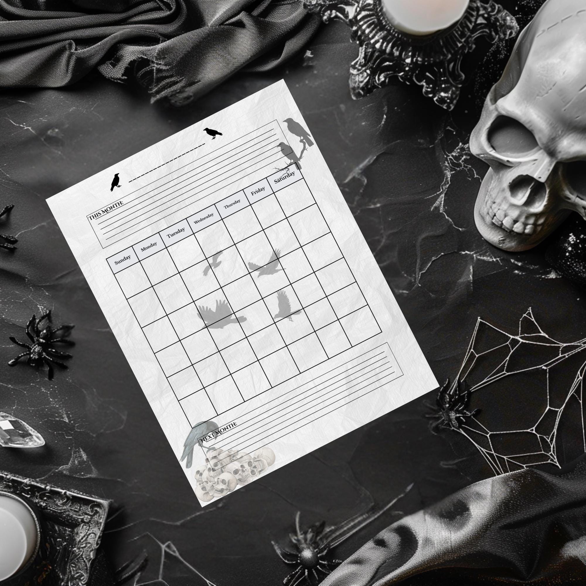Spooky Halloween Planner Printable | Gothic Undated Monthly, Weekly ...