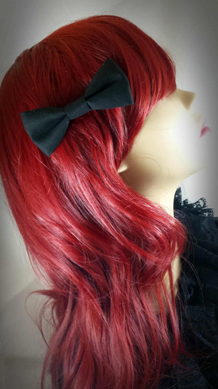 Gothic Hair Bows Black Hair Bows fabric Hair Bows Bow Ties Black Bow ...