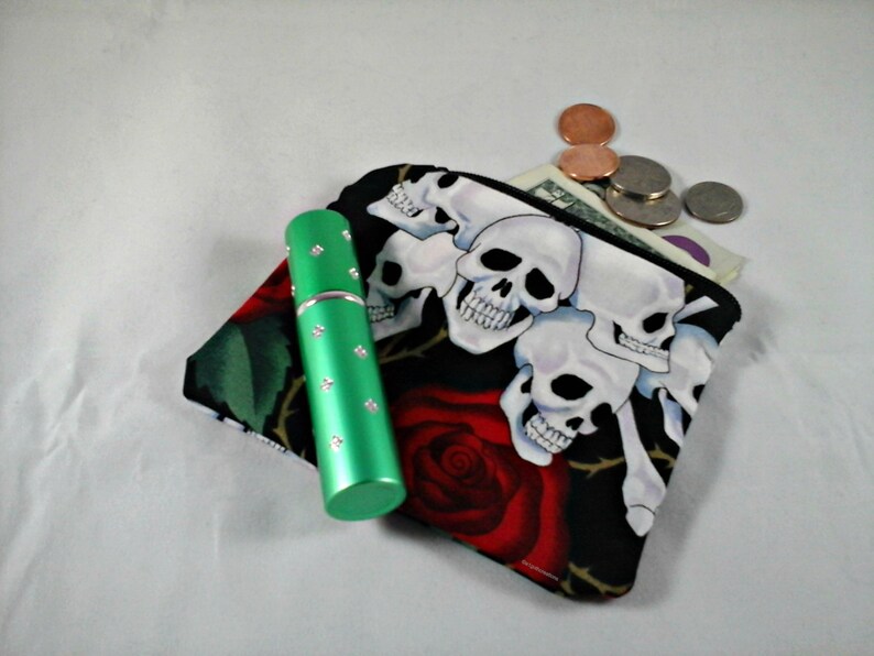 Skull and Roses Coin Purse Gothic Change Purse Skull Pouch - Etsy