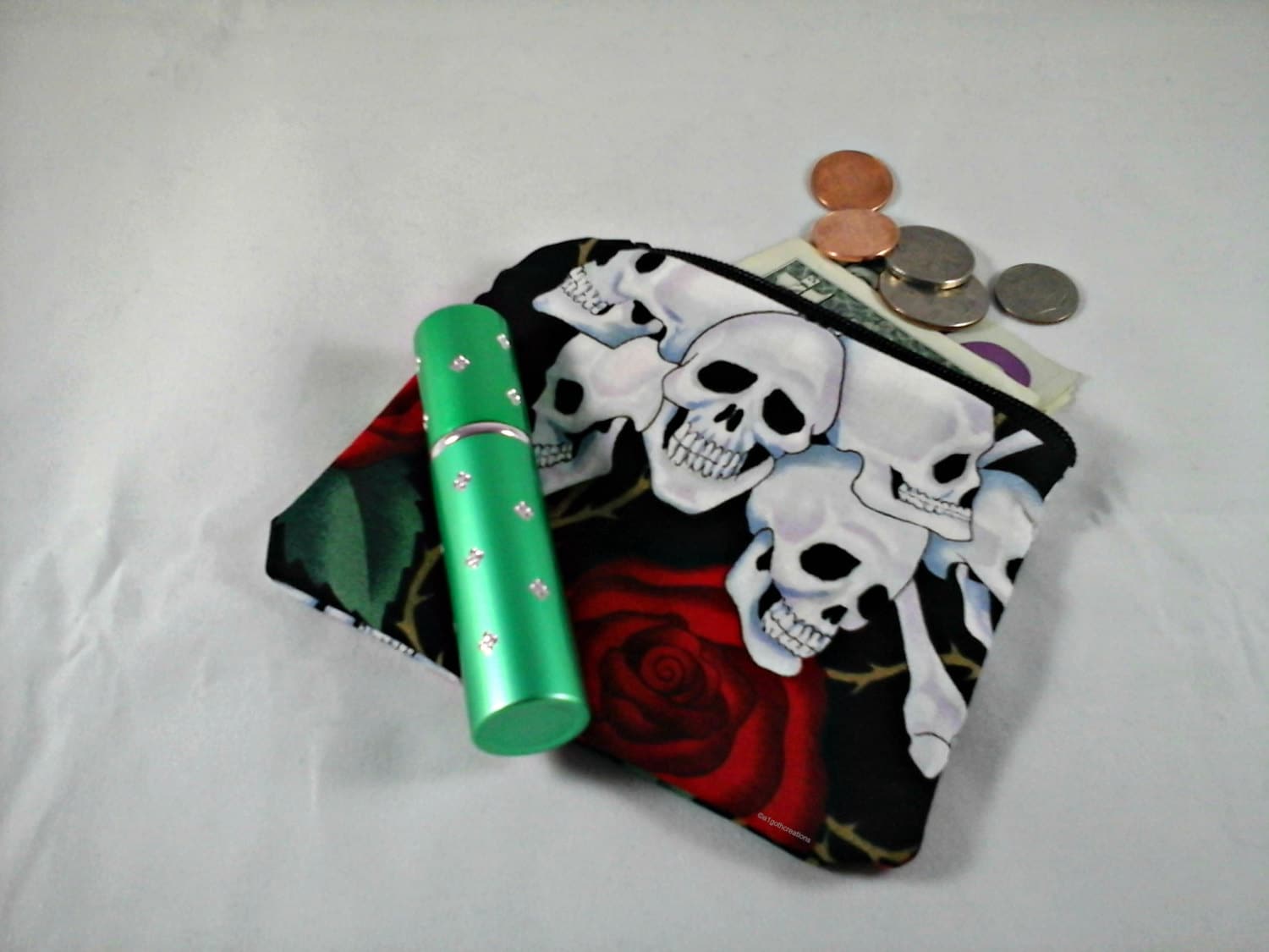 Skull and Roses Coin Purse Gothic Change Purse Skull Pouch - Etsy