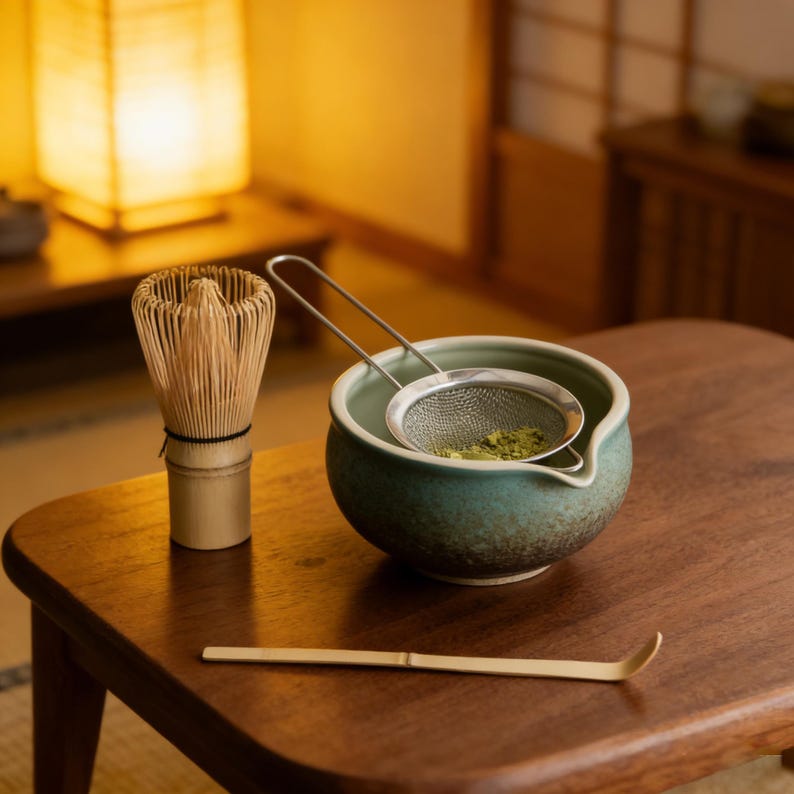 Japanese Matcha Bowl Set With Whisk, Handmade Ceramic Chawan, Tea ...
