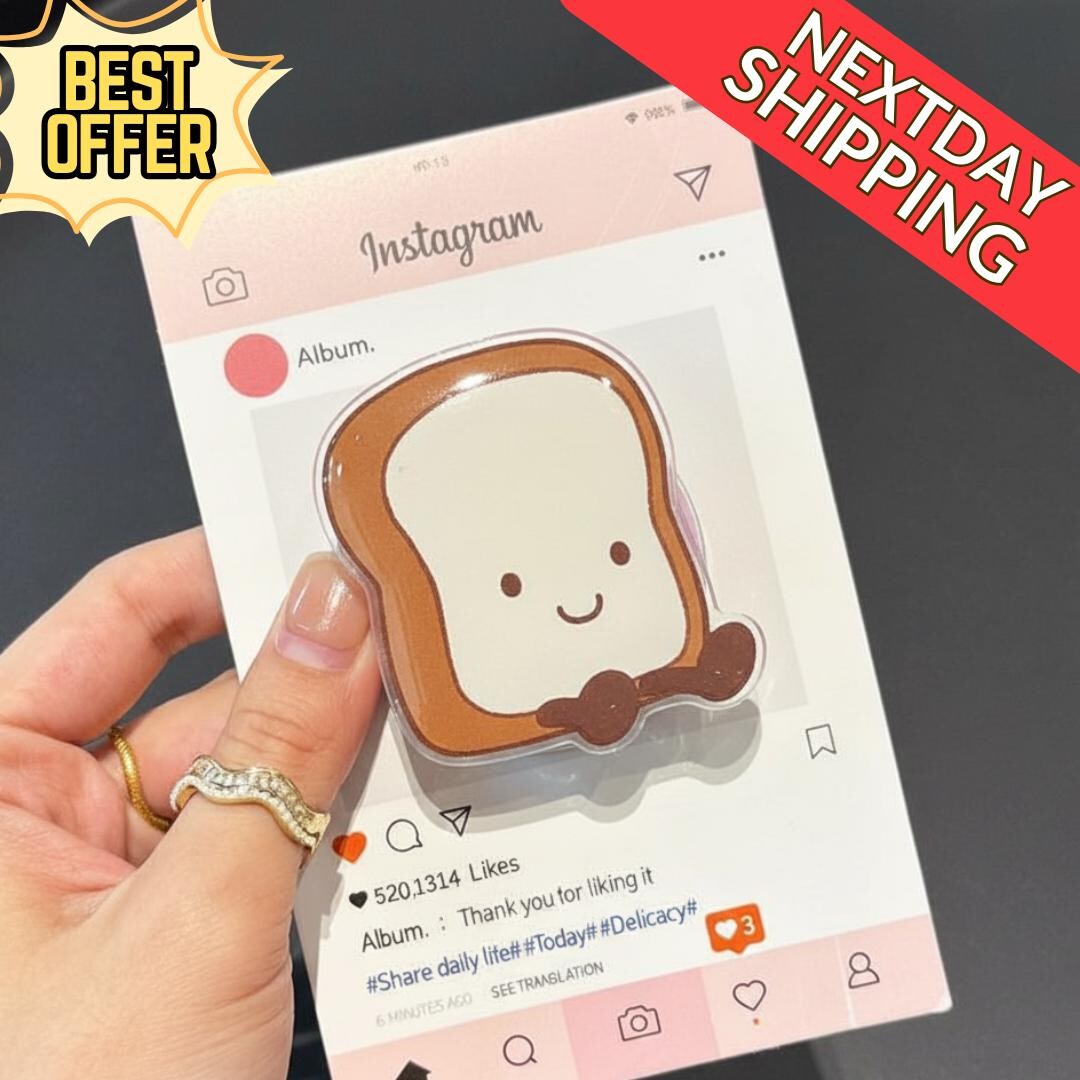 Toast Magnetic Phone Grip – Cute Magsafe Phone Stand With Smiling Toast ...