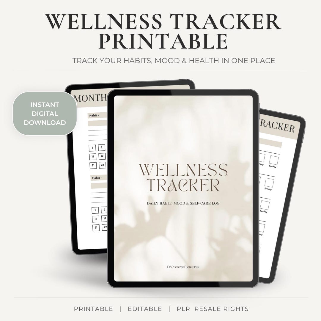 Wellness Tracker Printable | Habit, Mood, Sleep, Period, Health Routine ...