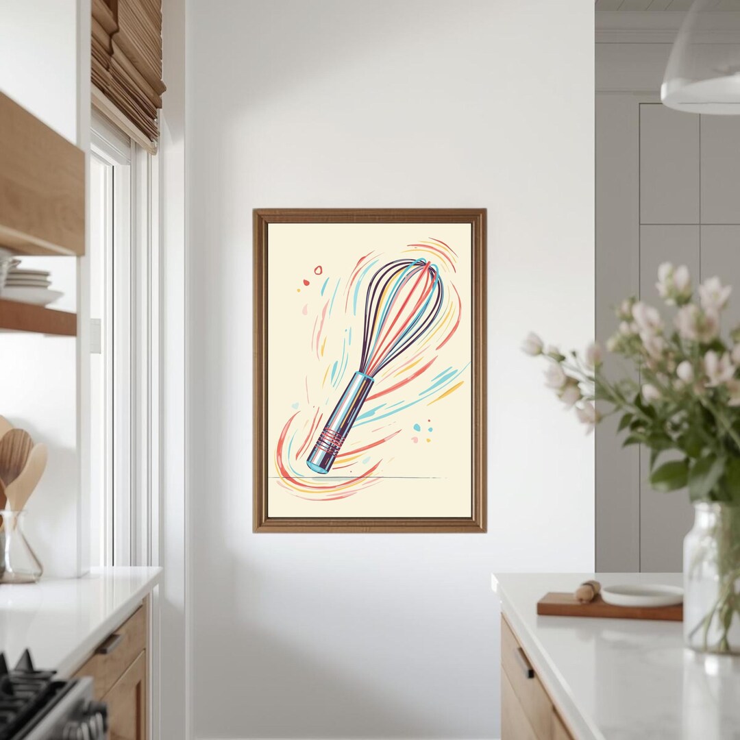 Minimal Whisk Kitchen Wall Art | Modern Baking Print - Etsy