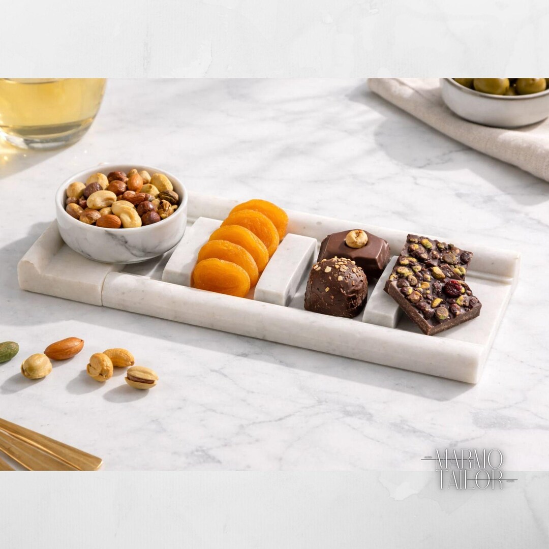 Decorative Marble Tray Set–white Marble Organizer for Kitchen, Desk ...