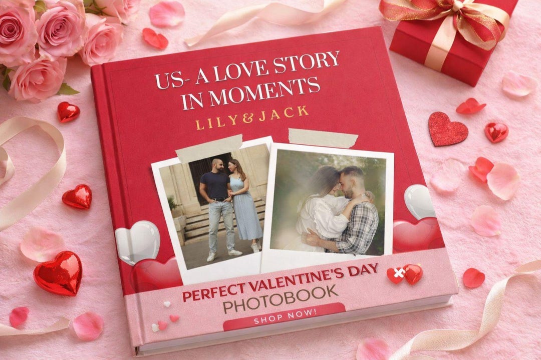 Valentine Photobook Template Canva, Couple Memory Book Scrapbook ...