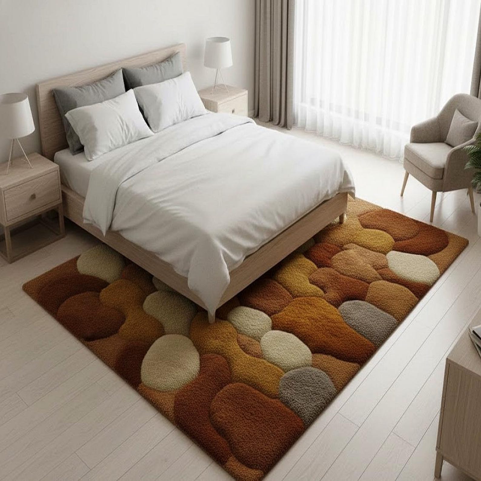 Buy Abstract Pebble Design Rug | Warm Earthy Tone Area Carpet for ...