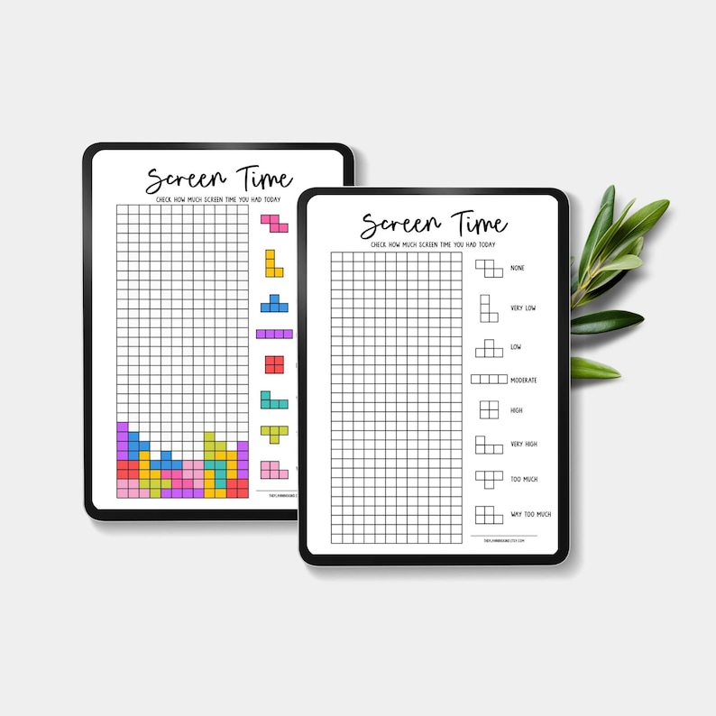 Screen Time Tetris Tracker, Printable iPad Digital Habit, Usage Grid ...