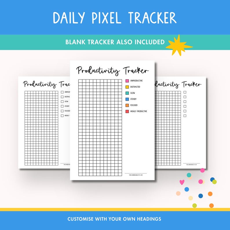 Productivity Pixel Tracker Printable A4, Daily Output Grid, Focus ...