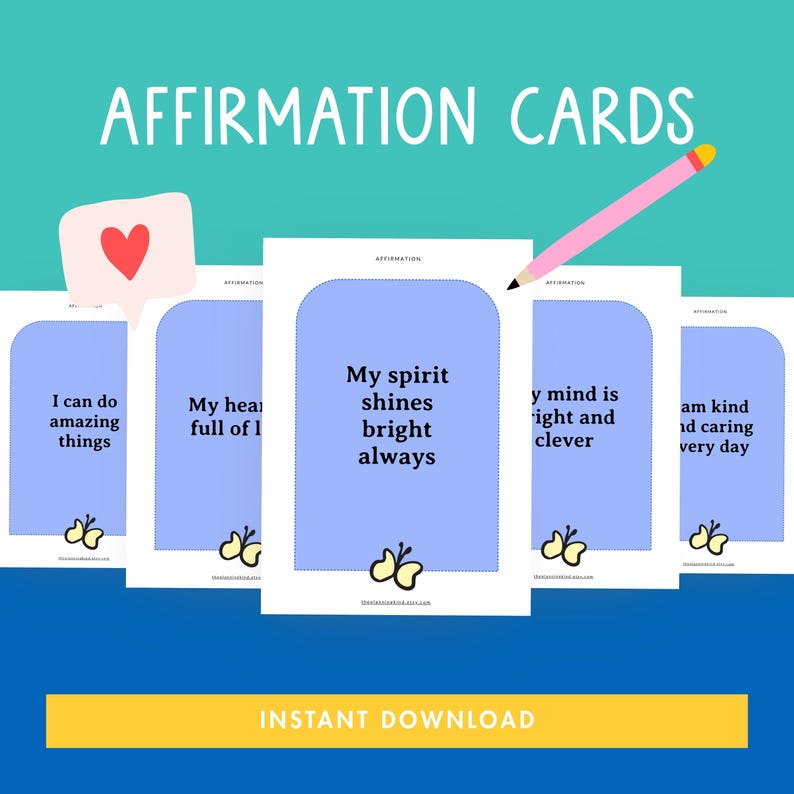 Positive Affirmation Cards for Kids, Encouragement Confidence Boost ...