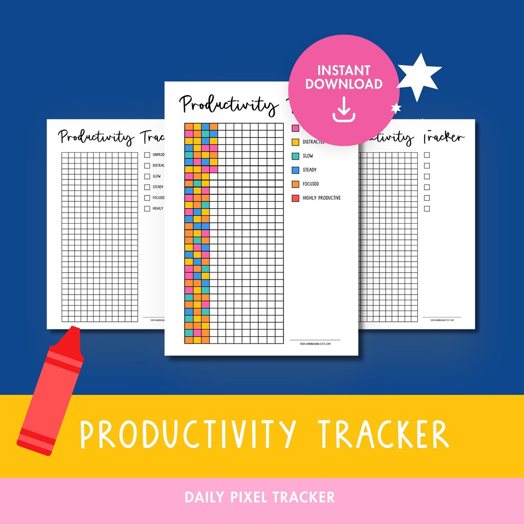 Productivity Pixel Tracker Printable A4, Daily Output Grid, Focus ...