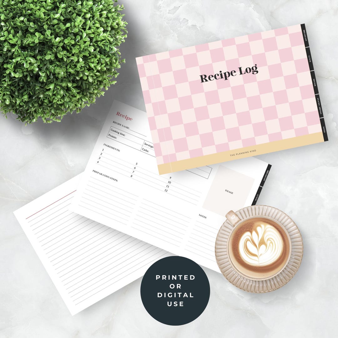 Recipe Book Printable Digital Cookbook Horizontal Recipe Organizer Meal ...