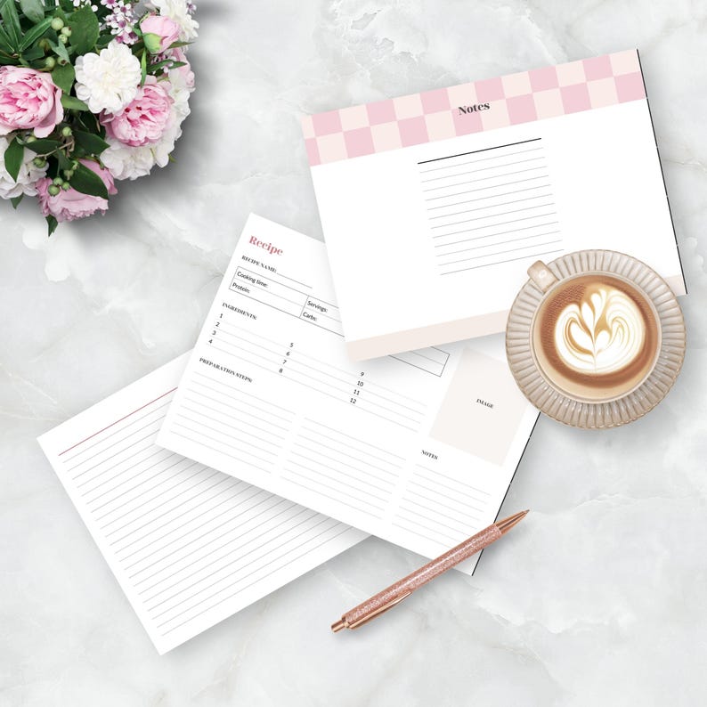 Recipe Book Printable Digital Cookbook Horizontal Recipe Organizer Meal ...