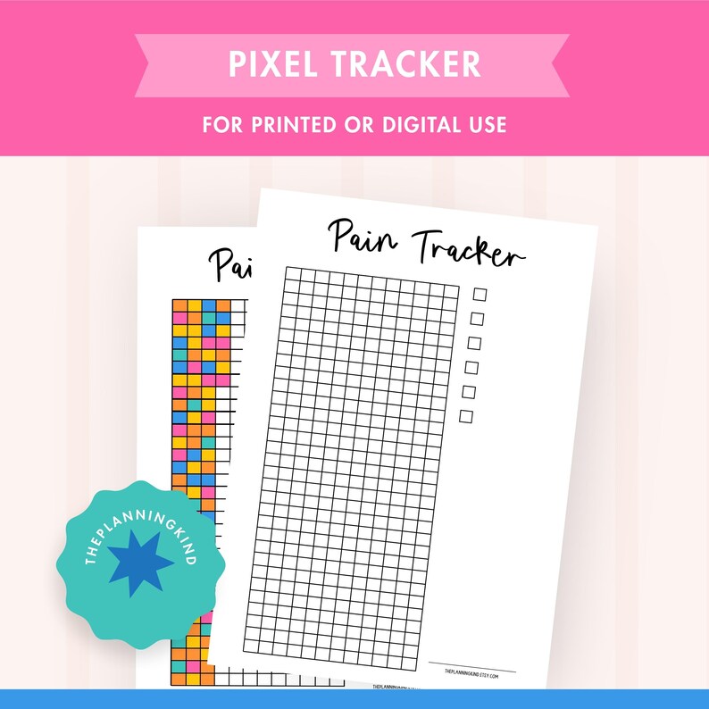 Pain Level Pixel Tracker Printable A4, Symptom Awareness Chart, Daily ...