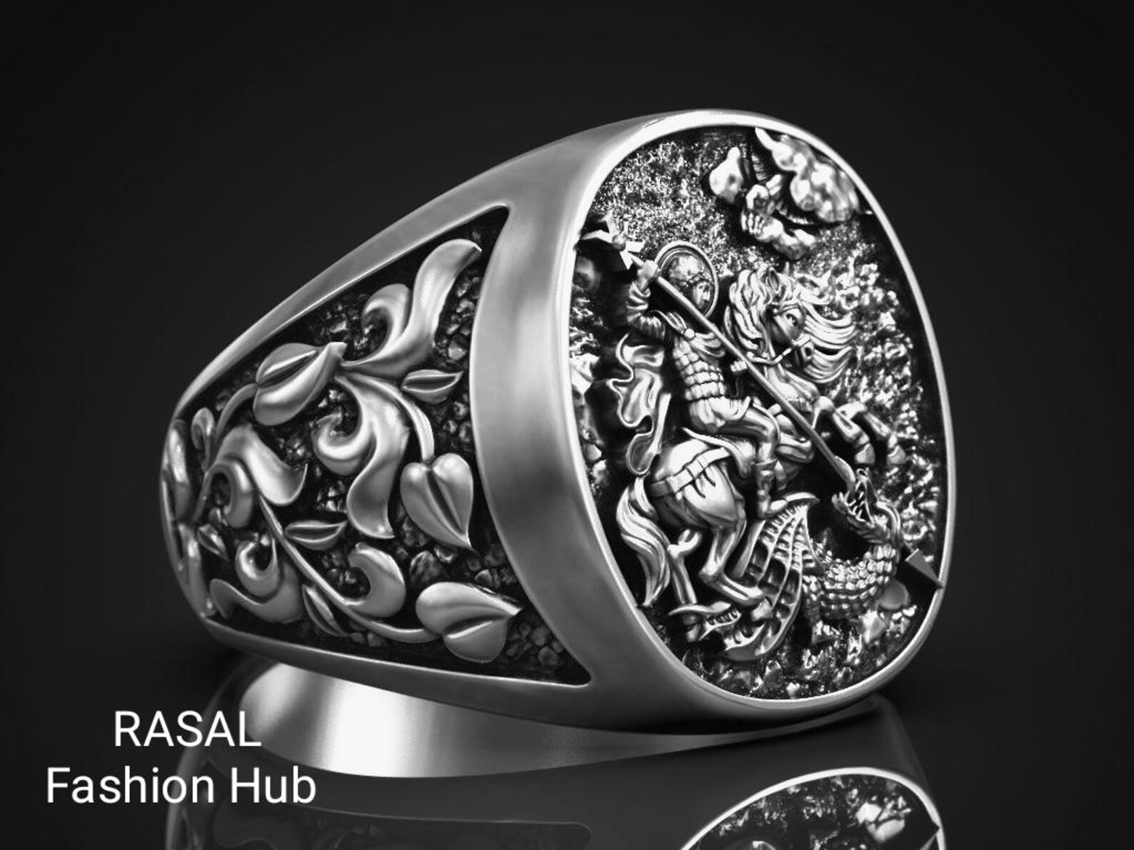 Saint George Signet Ring, Sterling Silver Christian Jewelry, St George ...