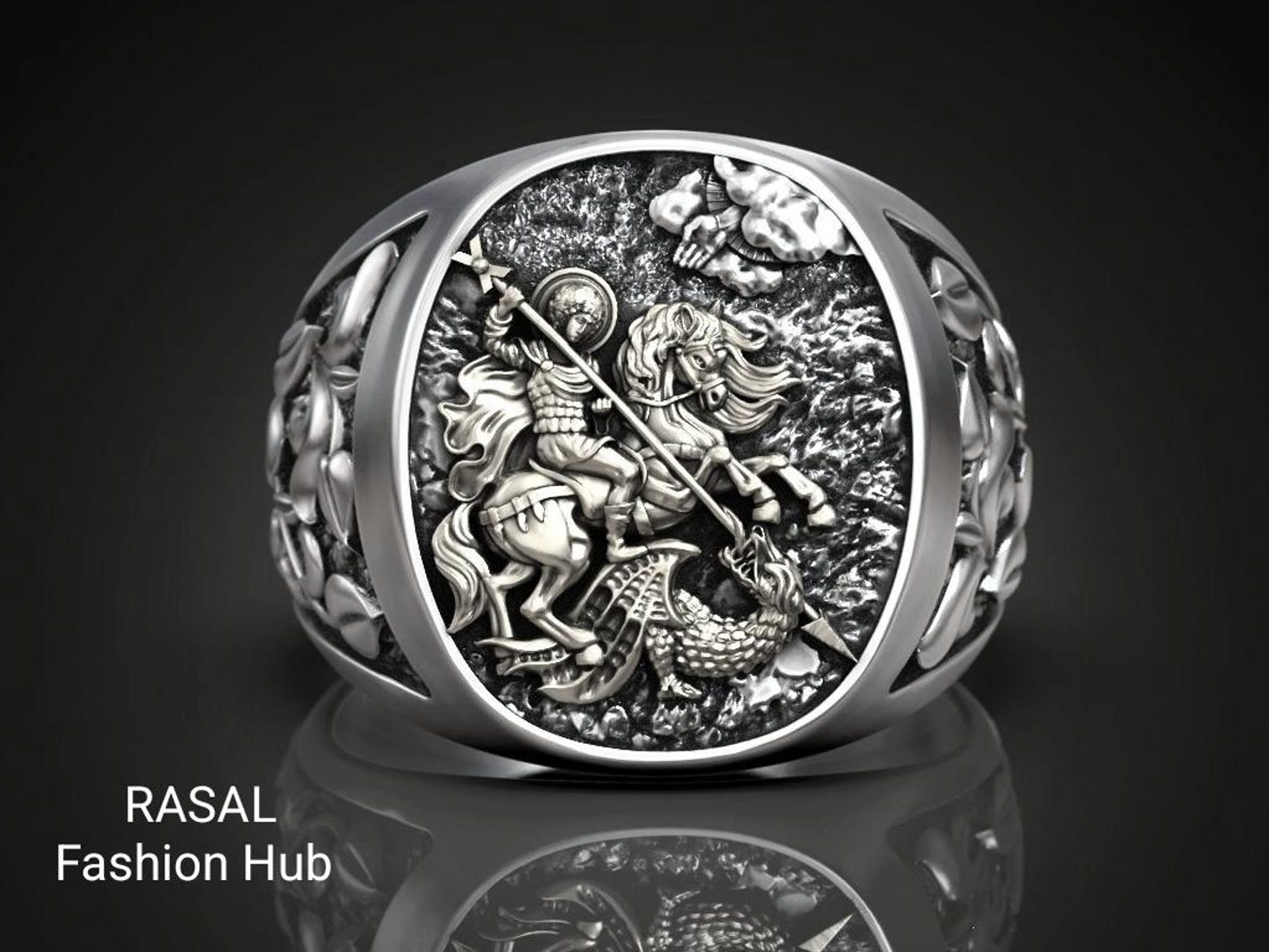 Saint George Signet Ring, Sterling Silver Christian Jewelry, St George ...