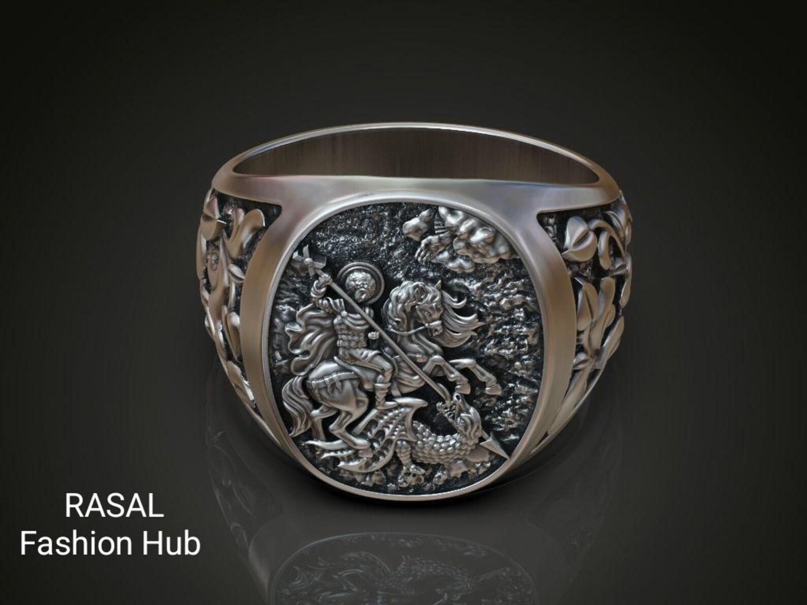 Saint George Signet Ring, Sterling Silver Christian Jewelry, St George ...