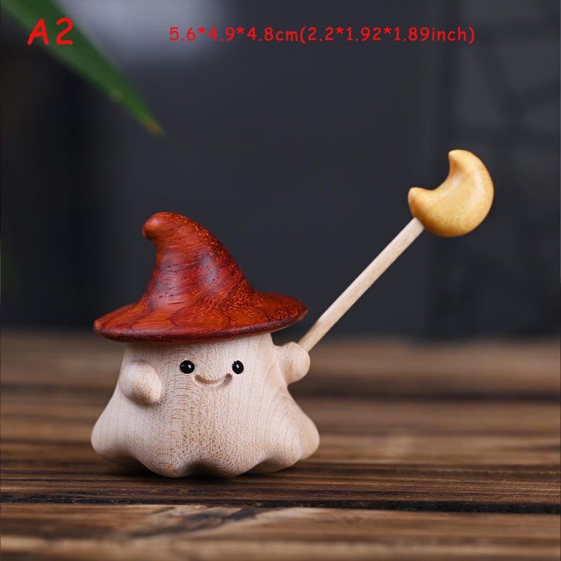 Hand Carved Wooden Magic Sprite Figurine, Beechwood & Rosewood Magnetic ...