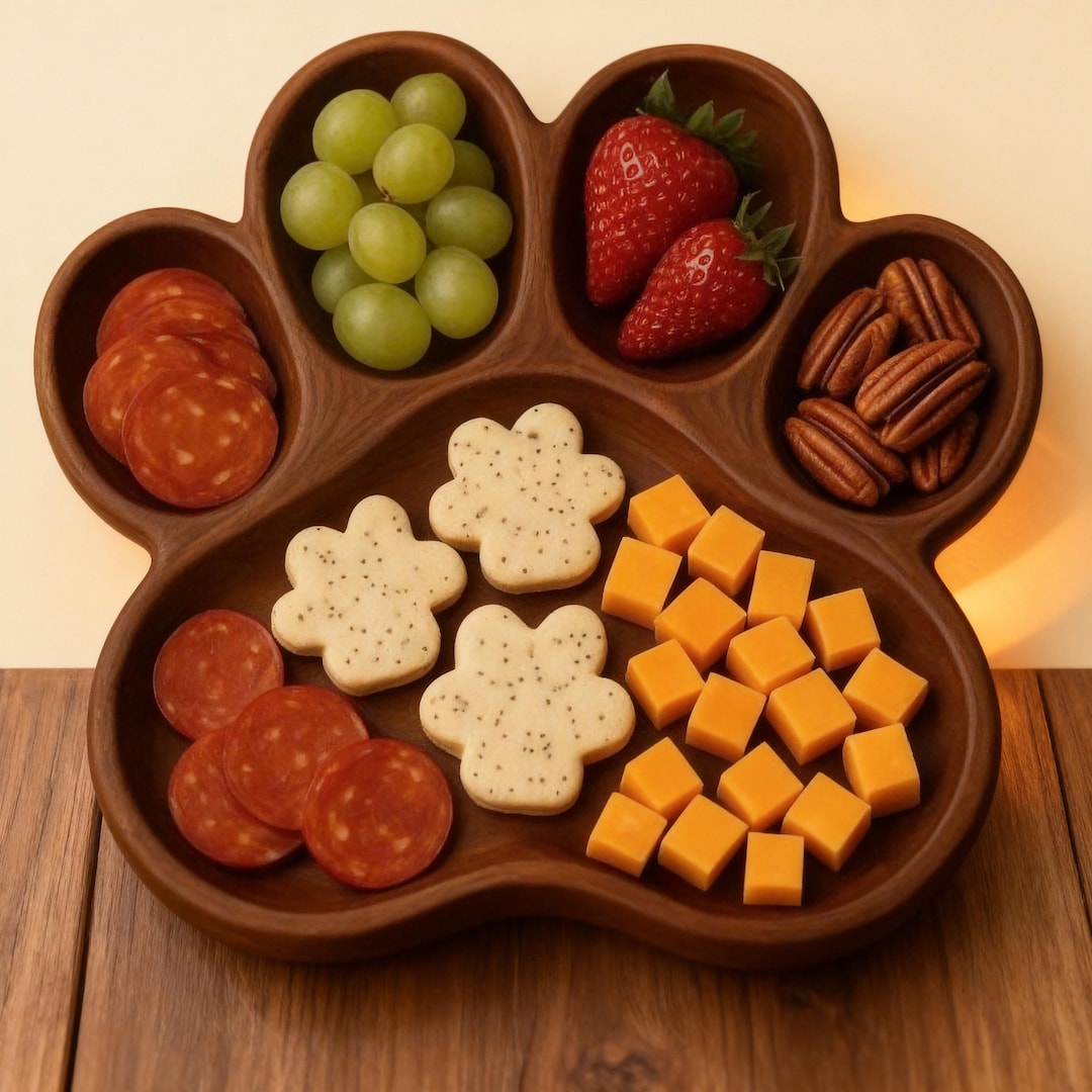 Hand Carved Cat Paw Wooden Serving Tray, Fruit & Charcuterie Platter ...