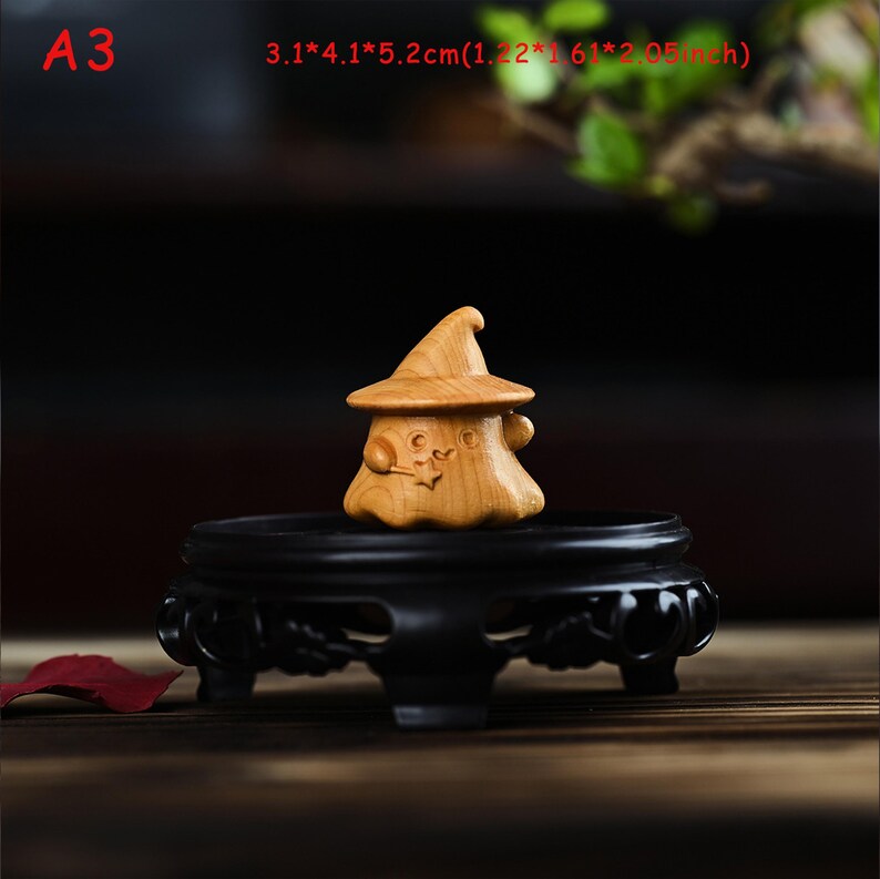 Hand Carved Wooden Magic Sprite Figurine, Beechwood & Rosewood Magnetic ...