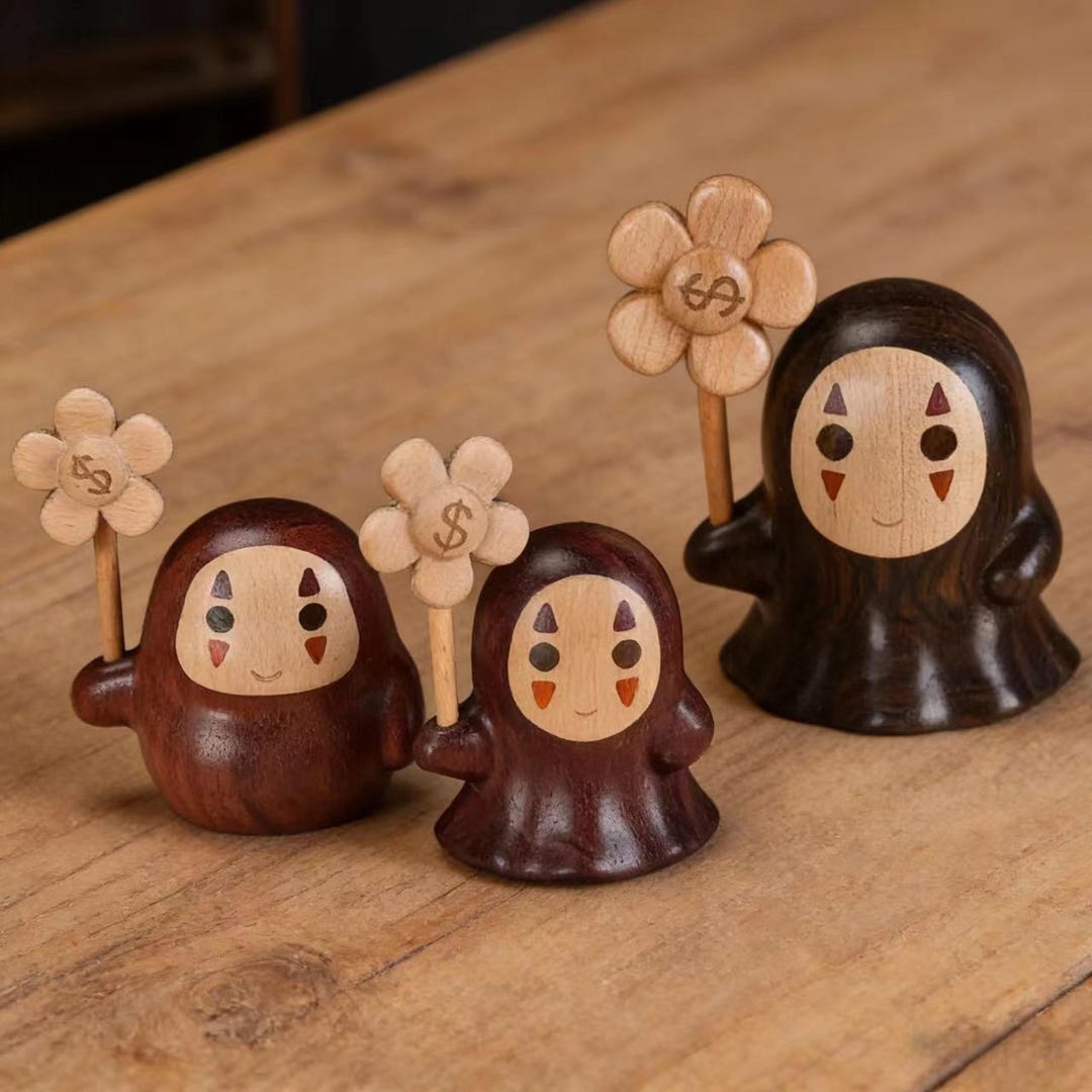 Hand Carved Chubby No Face Inspired Wooden Figurine, Cute Fat Wood ...