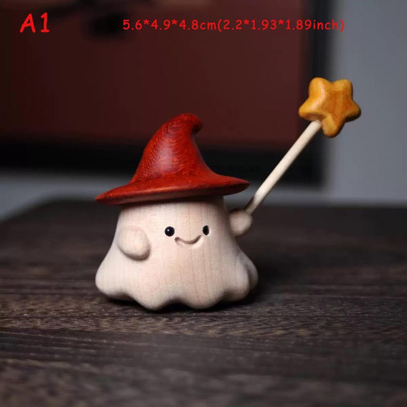 Hand Carved Wooden Magic Sprite Figurine, Beechwood & Rosewood Magnetic ...