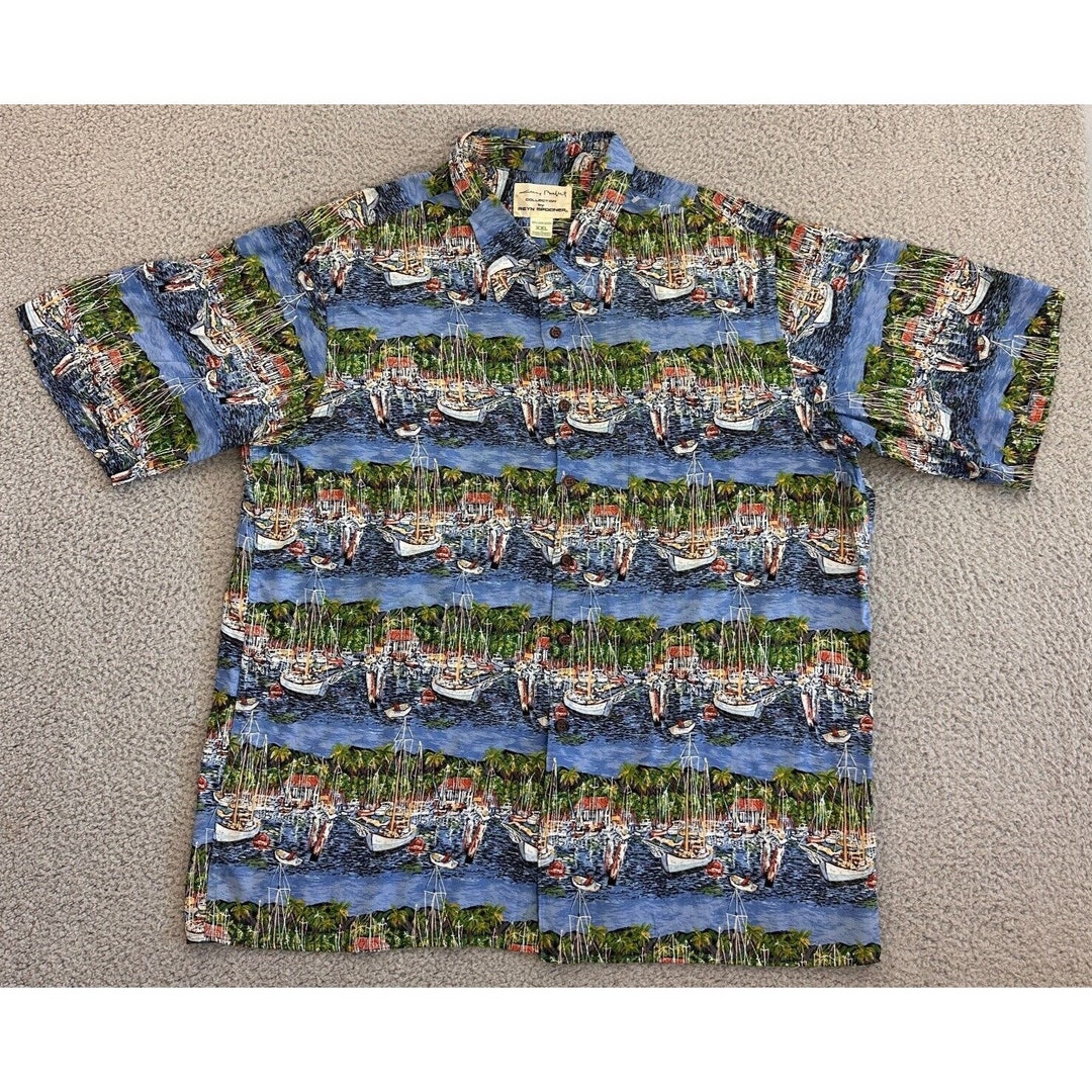 Guy Buffet Collection Reyn Spooner Shirt Mens XXL Hawaiian Harbor Print All Over Print - Etsy