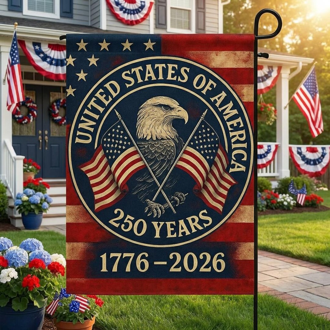 Retro 250 Years America Garden Flag, 250th Anniversary USA Patriotic ...