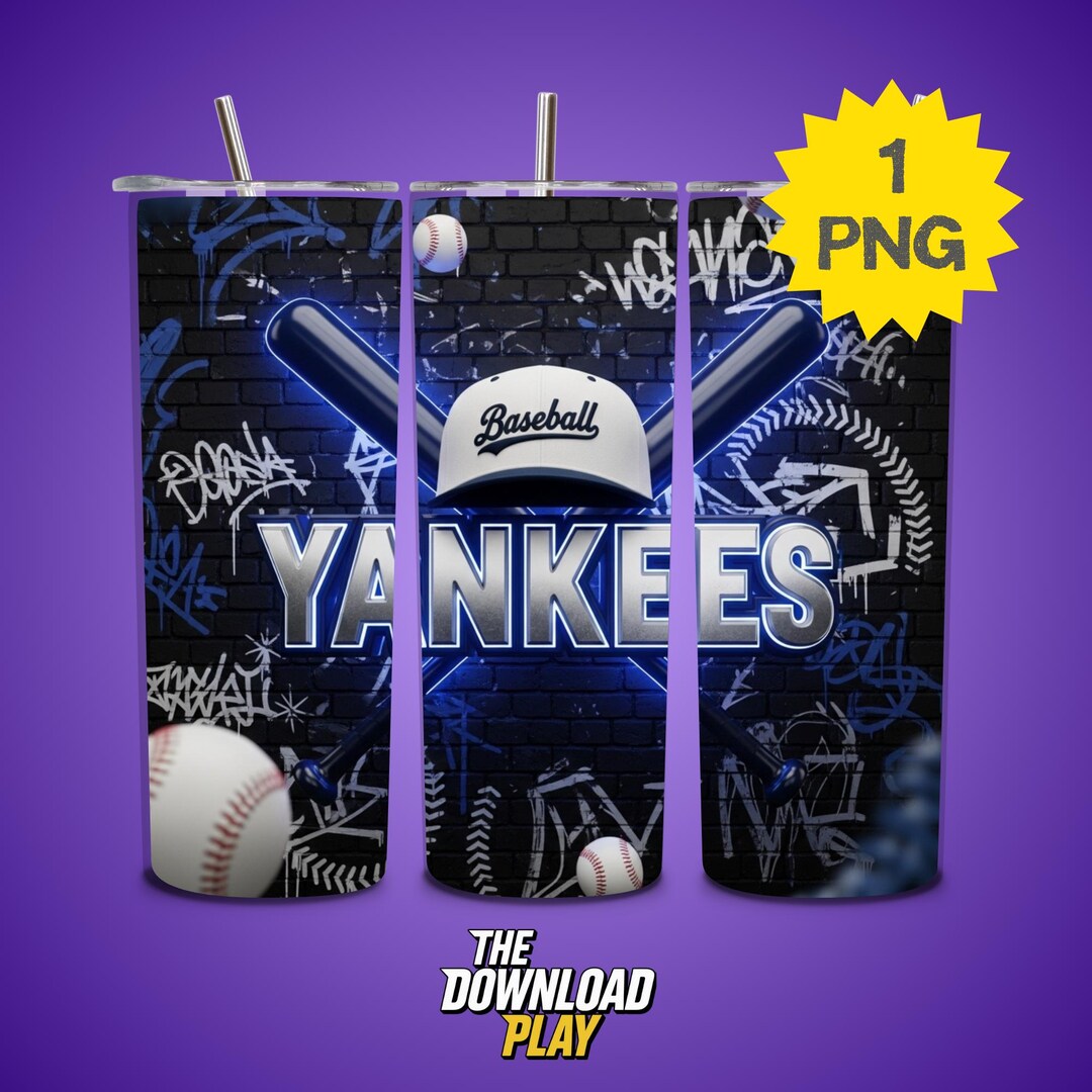 Yankees Png, 20oz Tumbler Sublimation Wrap, Baseball PNG and JPG ...
