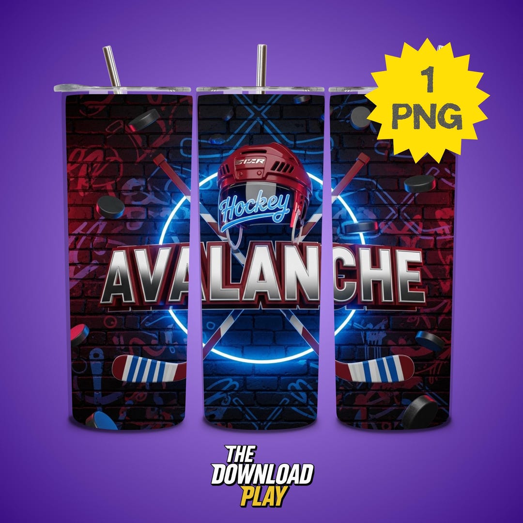 Avalanche Hockey 20oz Skinny Tumbler Wrap, Seamless Sports Wrap Design ...