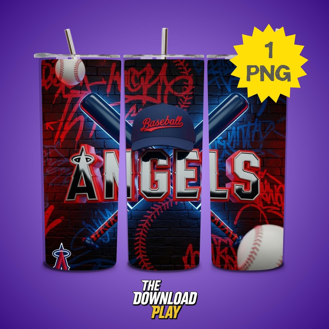 Angels Baseball 20oz Skinny Tumbler Wrap PNG, Sport Style Sublimation ...