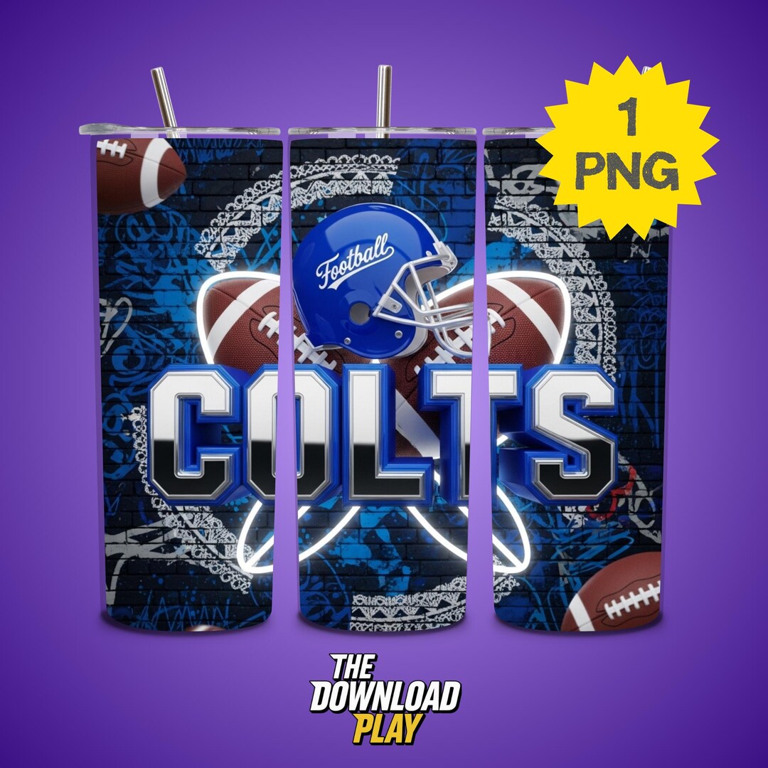 Colts Football 20oz Skinny Tumbler Wrap PNG Sport Team Sublimation ...