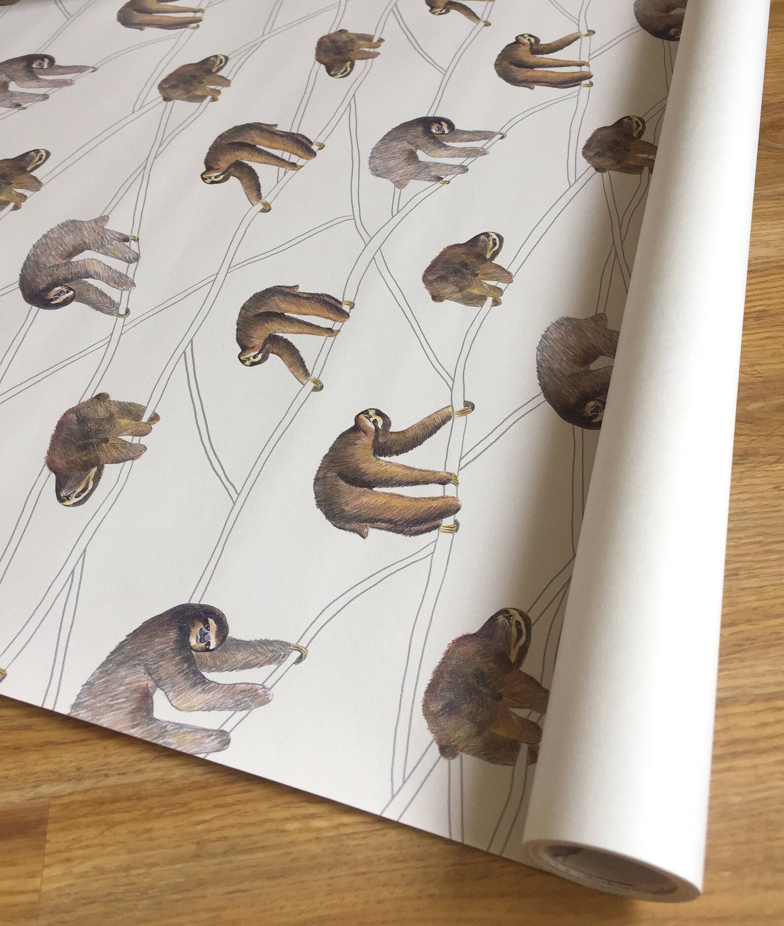 Sloth Wallpaper Illustrated Wallpaper Sloth Wall Decor | Etsy